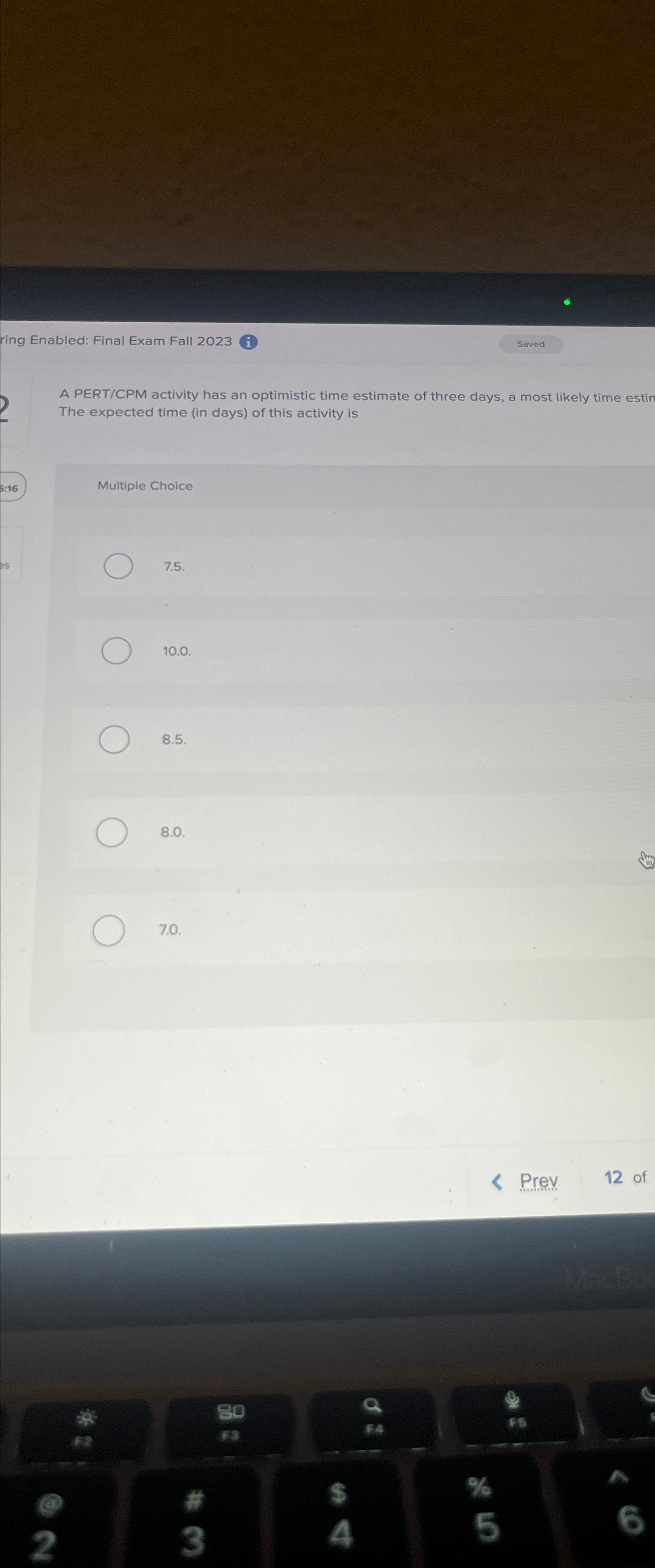 Solved ring Enabled: Final Exam Fall 2023 ﻿iSavedA PERT/CPM | Chegg.com