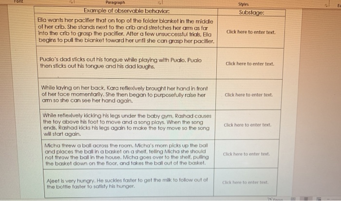 Solved Font Styles Substage: Paragraph Example of observable | Chegg.com