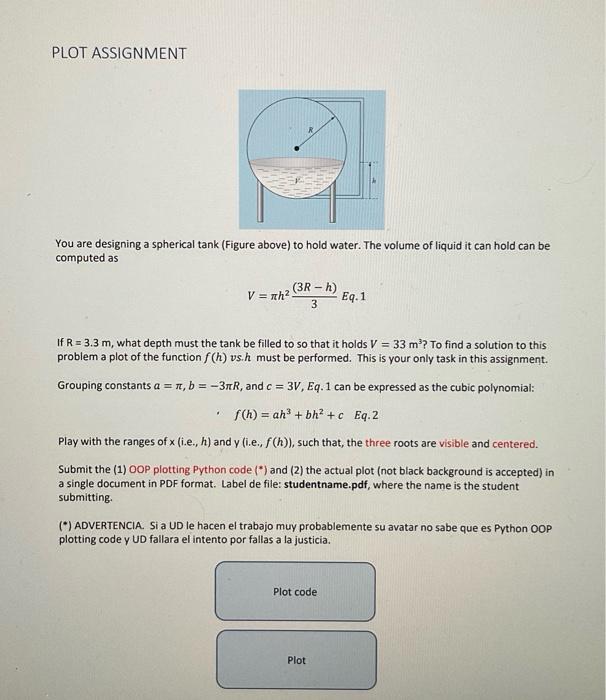 Solved PLOT ASSIGNMENT You are designing a spherical tank | Chegg.com