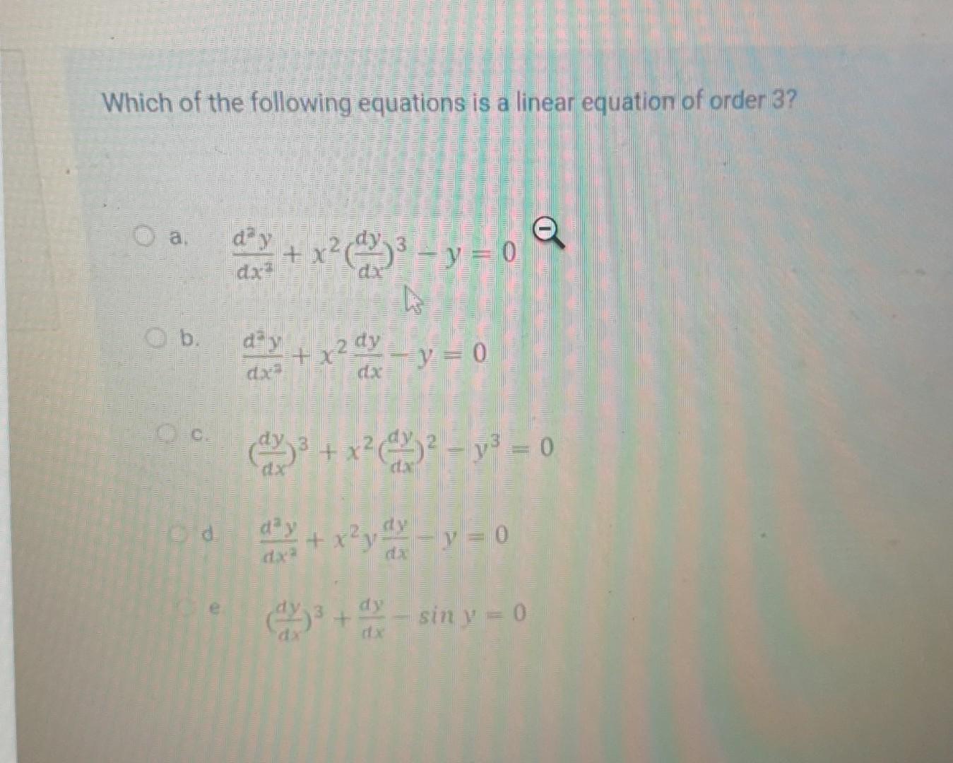 Solved Which of the following equations is a linear equation | Chegg.com