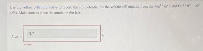 Solved Use the voltaic cells interactive to record the cell | Chegg.com