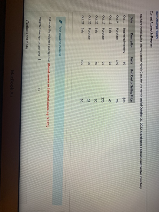 Solved Show Attempt History Current Attempt in Progress You | Chegg.com