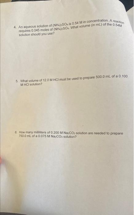 Solved 4. An aqueous solution of (NH4)2SO4 is 0.54M in | Chegg.com