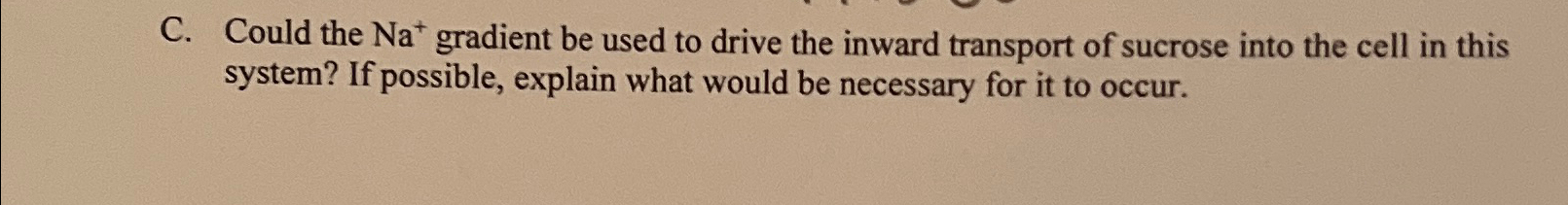Solved C. ﻿Could the Na+gradient be used to drive the inward | Chegg.com