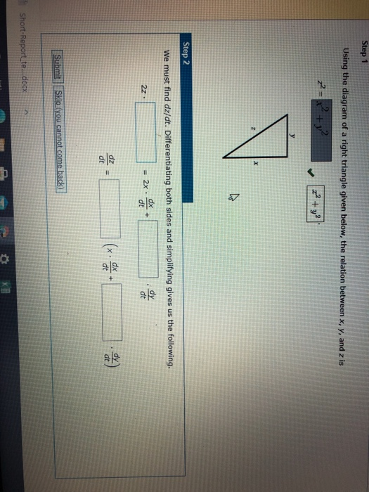 Solved Step 1 Using the diagram of a right triangle given | Chegg.com