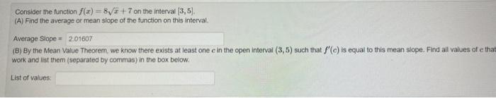 Solved Consider the function f(x)=8x+7 on the interval | Chegg.com