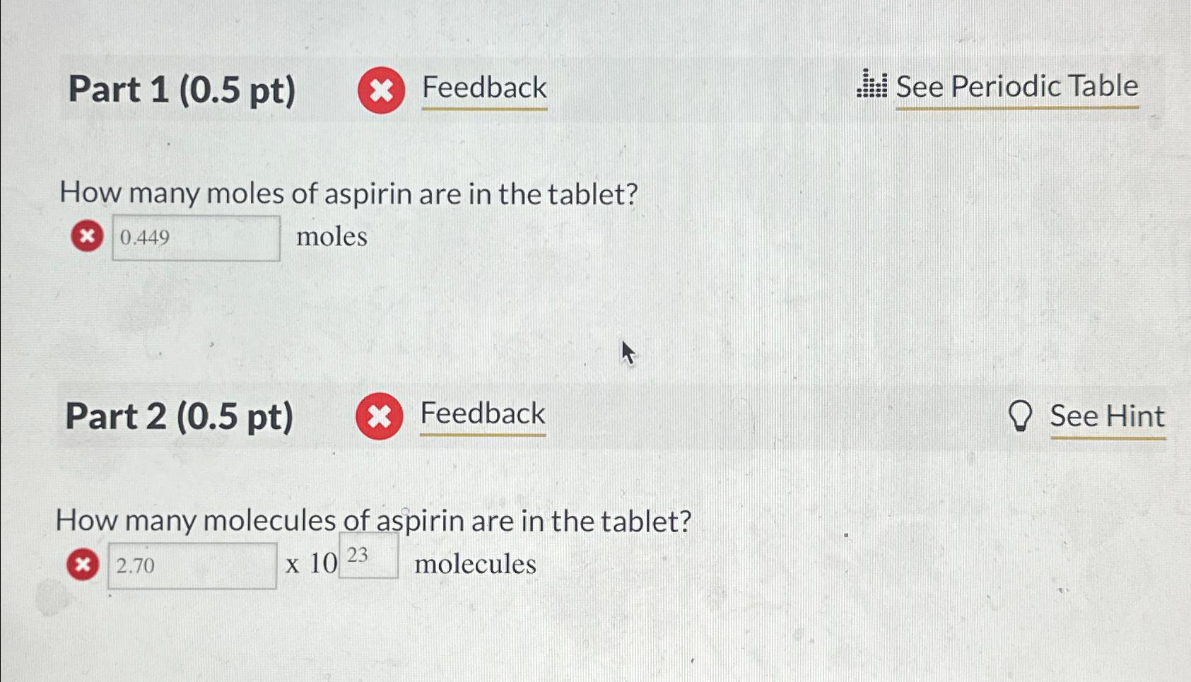 Part 1 (0.5 ﻿pt)FeedbackSee Periodic TableHow many | Chegg.com