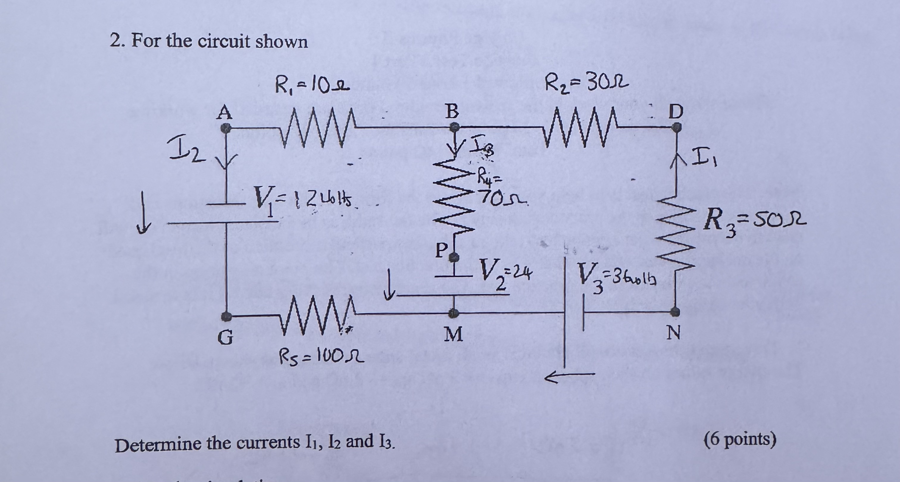Solved For the circuit shownDetermine the currents I1,I2 | Chegg.com