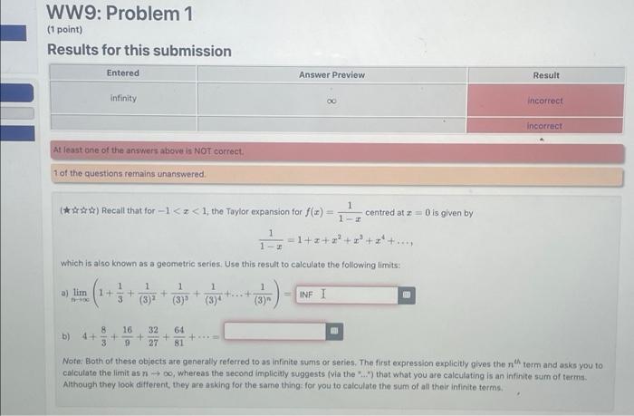 Solved WW9: Problem 1 (1 point) Results for this submission | Chegg.com
