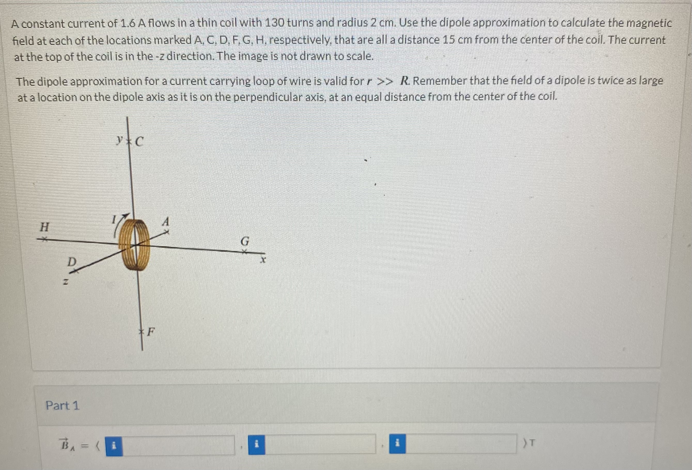 Solved A constant current of 1.6 ﻿A flows in a thin coil | Chegg.com