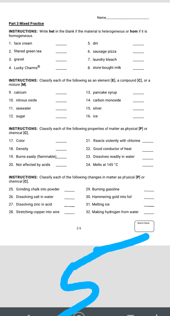 Solved Name Elements, Compounds, and Mixtures Classify each | Chegg.com