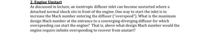 Solved 2. Engine Unstart As discussed in lecture, an | Chegg.com