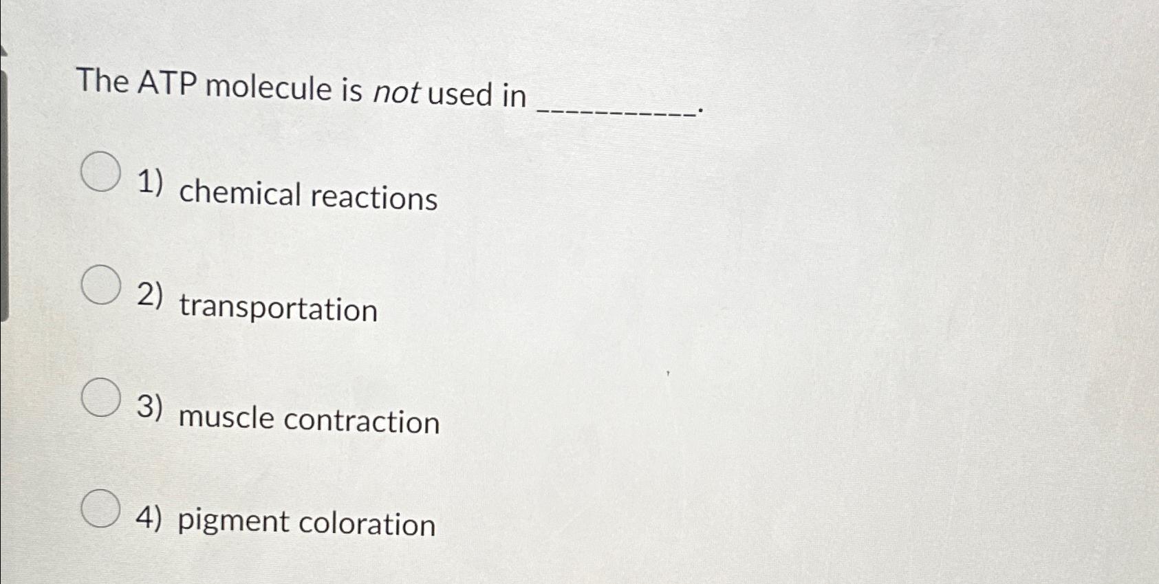 Solved The ATP molecule is not used inchemical | Chegg.com
