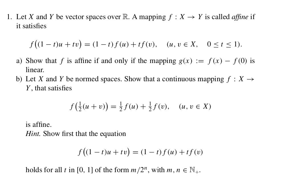 Solved Let x ﻿and Y ﻿be vector spaces over R. ﻿A mapping | Chegg.com