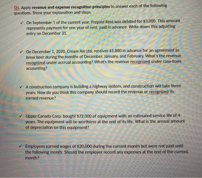 Solved 21. Apply revenue and expense recognition principles | Chegg.com