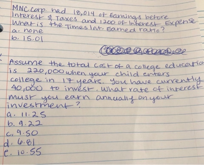 Solved Interest & Taxes and 1200 of Interest Expense Assume | Chegg.com