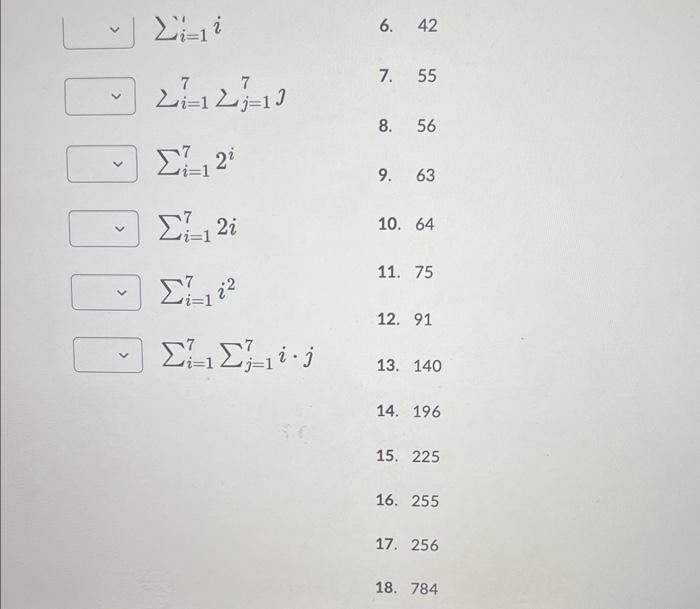 Solved Match the following summations with their values. If | Chegg.com