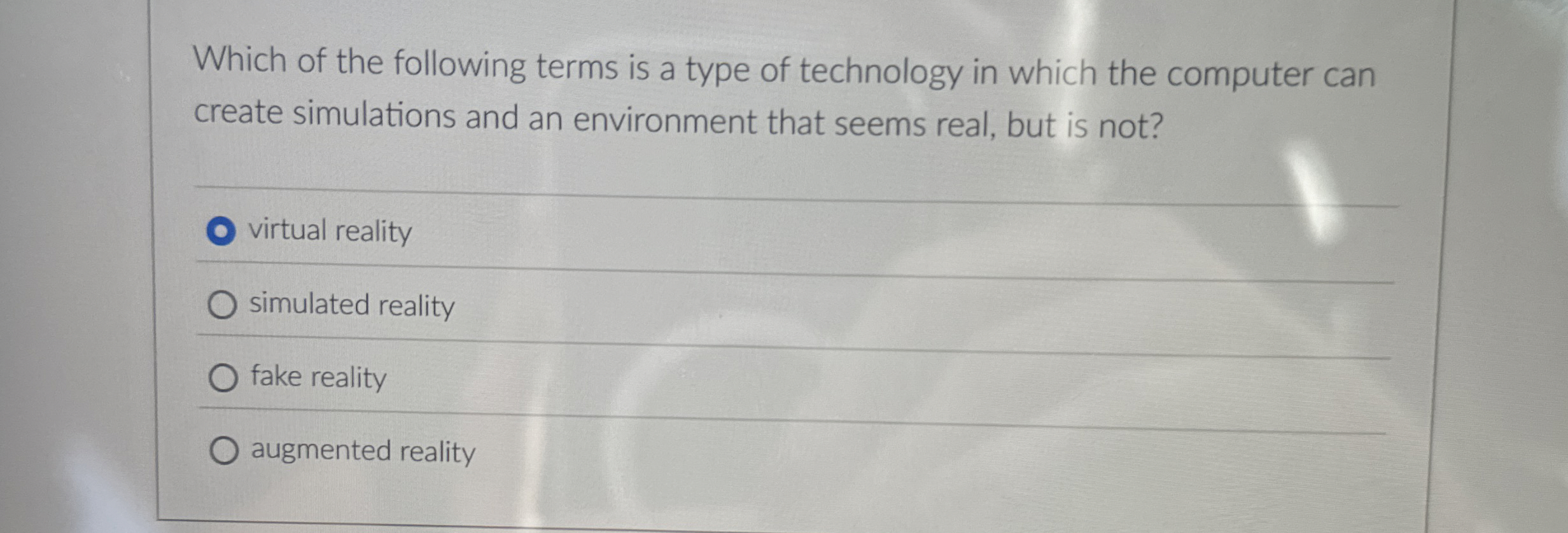 Solved Which of the following terms is a type of technology | Chegg.com