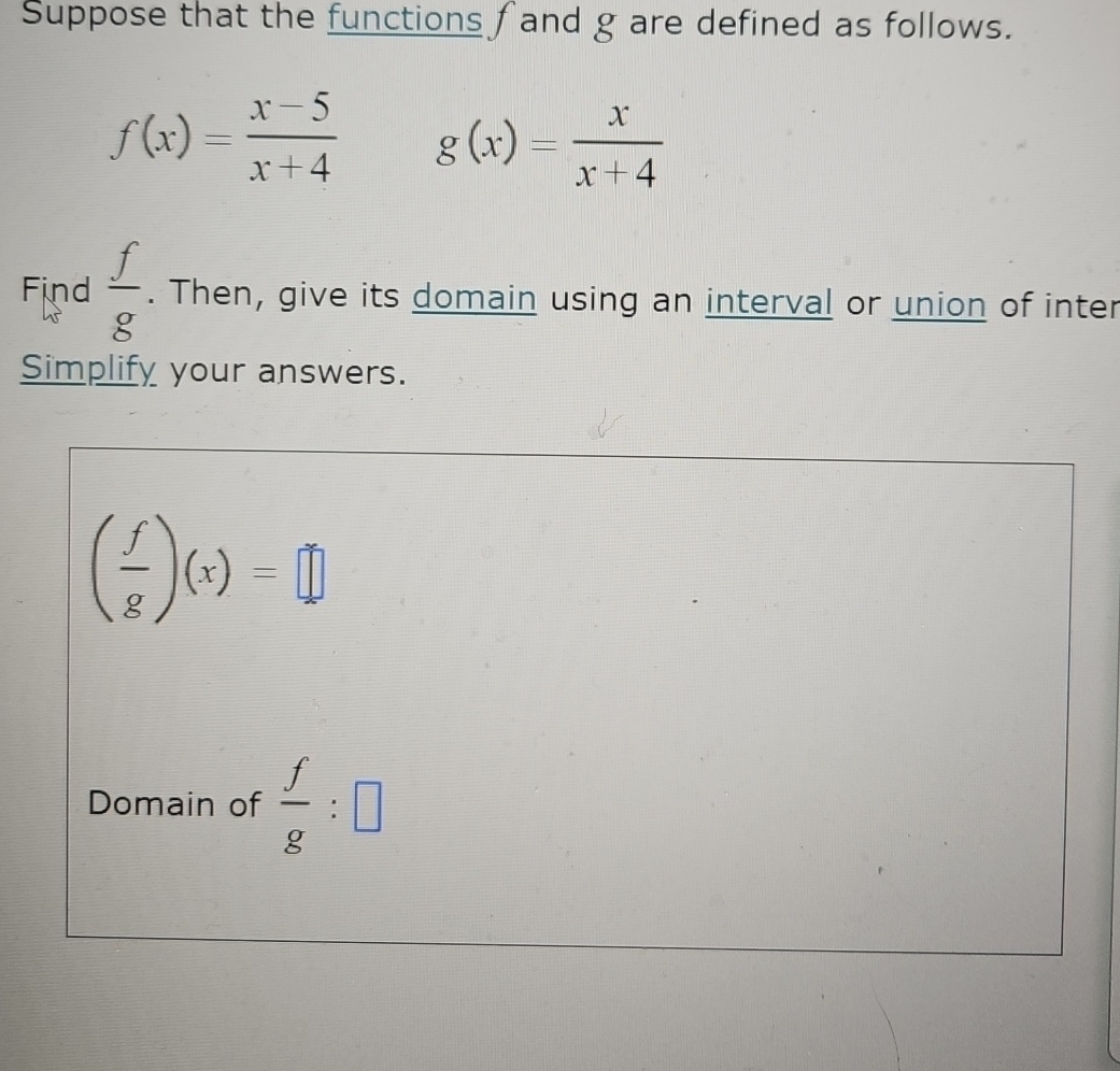 Solved Suppose that the functions f ﻿and g ﻿are defined as | Chegg.com