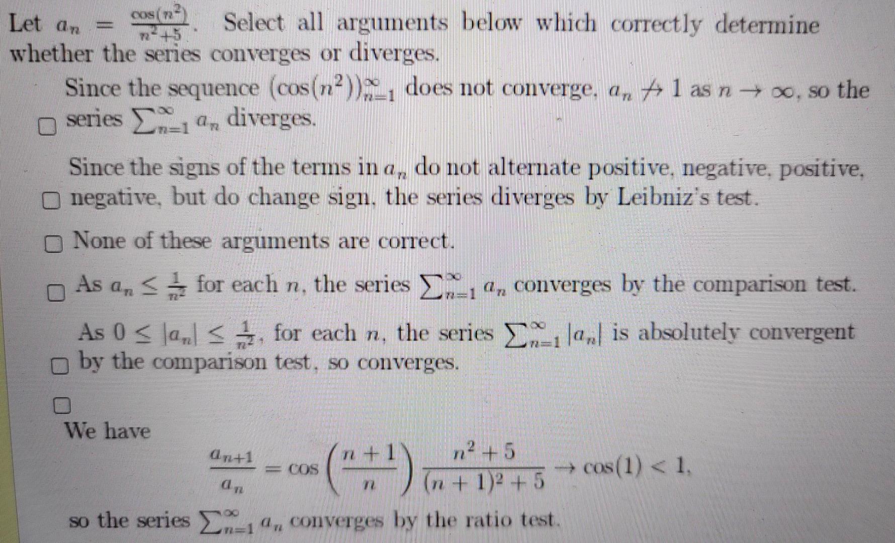 Solved NONS Let ar Select all arguments below which | Chegg.com