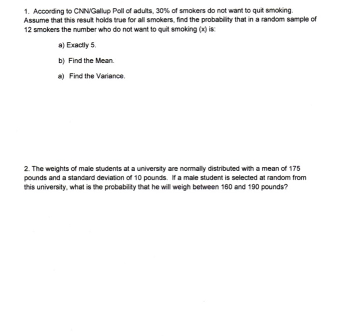 Solved 1. According to CNN/Gallup Poll of adults, 30% of | Chegg.com