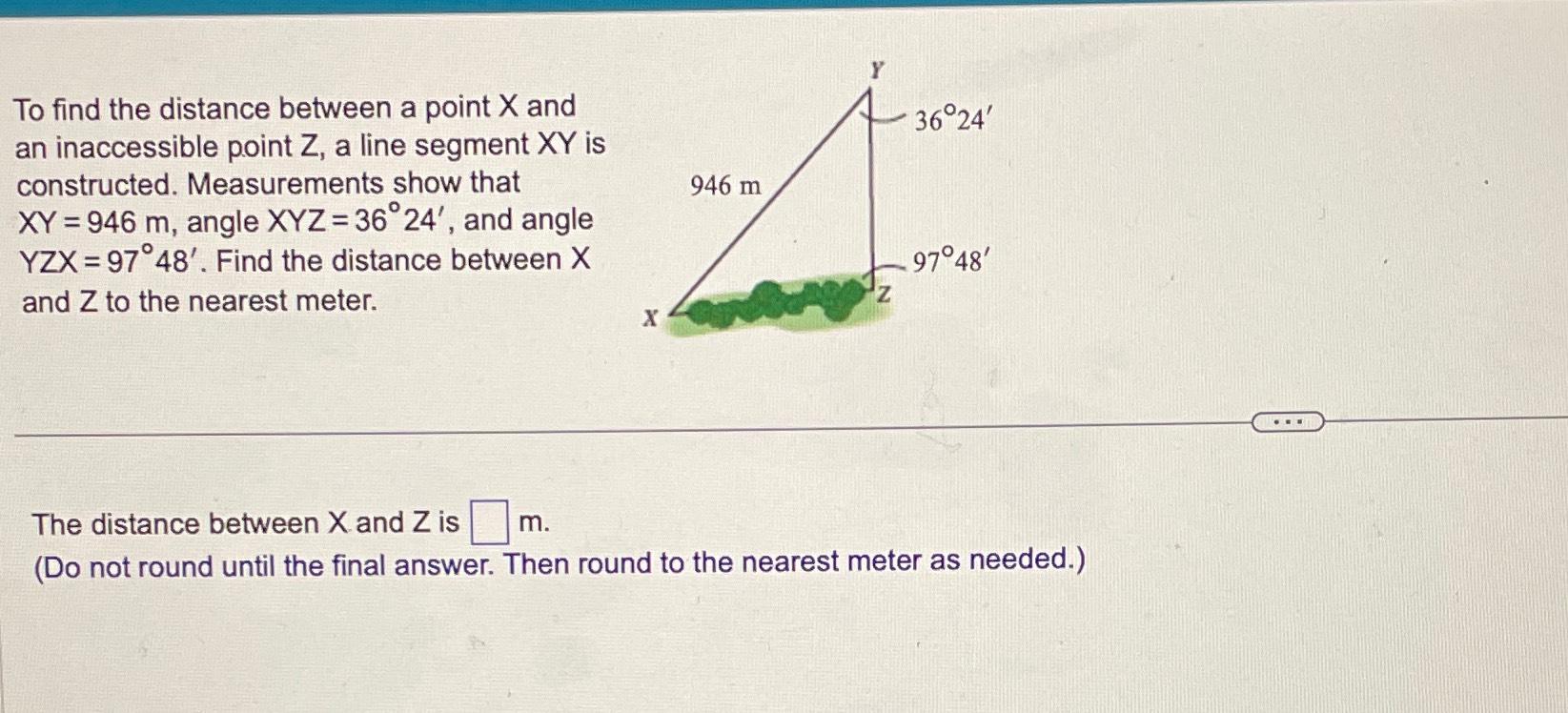 Solved To find the distance between a point x ﻿and an | Chegg.com