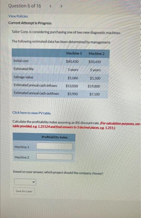 Solved View Policies Current Attempt in Progress Tailor | Chegg.com