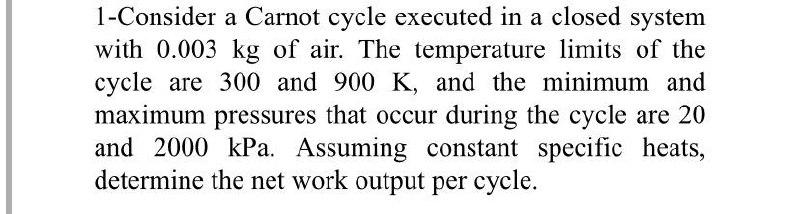 Solved 1-Consider a Carnot cycle executed in a closed system | Chegg.com