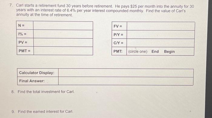Solved Use TVM solver app on calculator to fill in spaces | Chegg.com