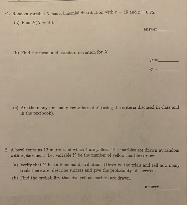 Solved "1. Random variable X has a binomial distribution | Chegg.com