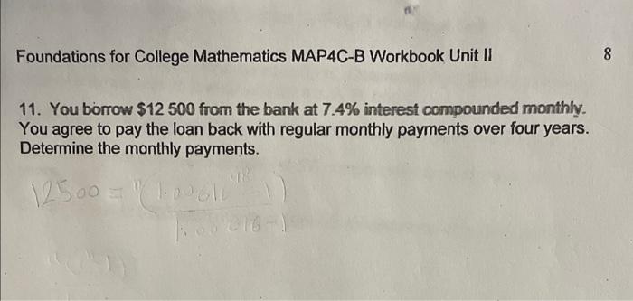 Solved Foundations for College Mathematics MAP4C-B Workbook | Chegg.com