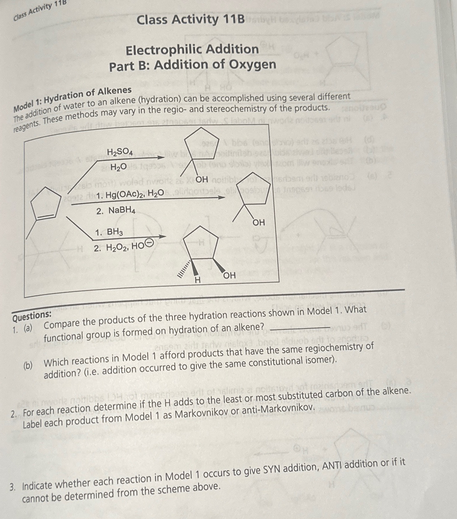 Solved dass Activity ?11BClass Activity 11BElectrophilic | Chegg.com