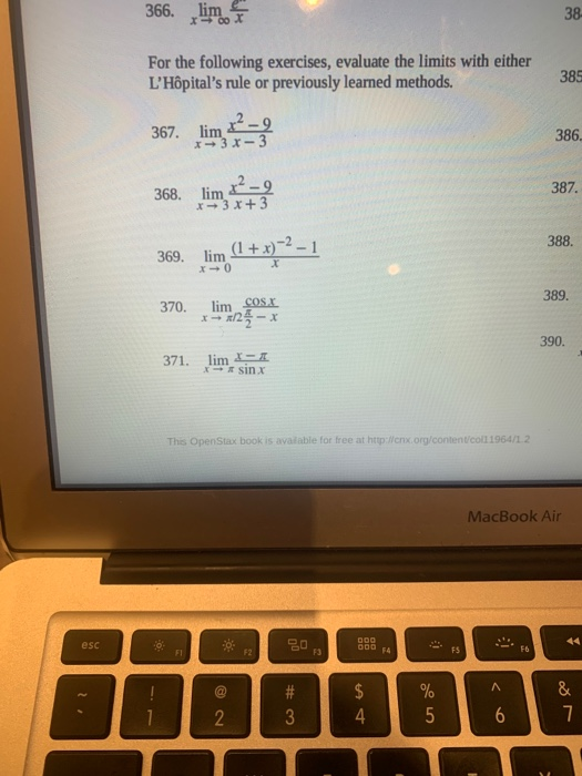 Solved 366. lim 100 For the following exercises, evaluate | Chegg.com