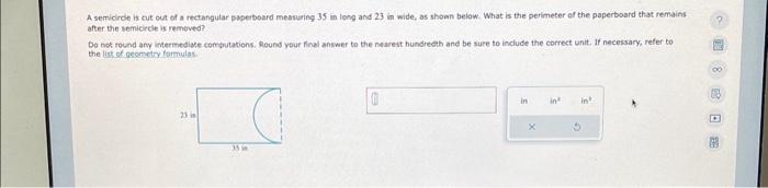 Solved A semicircle is cut out of a rectangular paperboard | Chegg.com