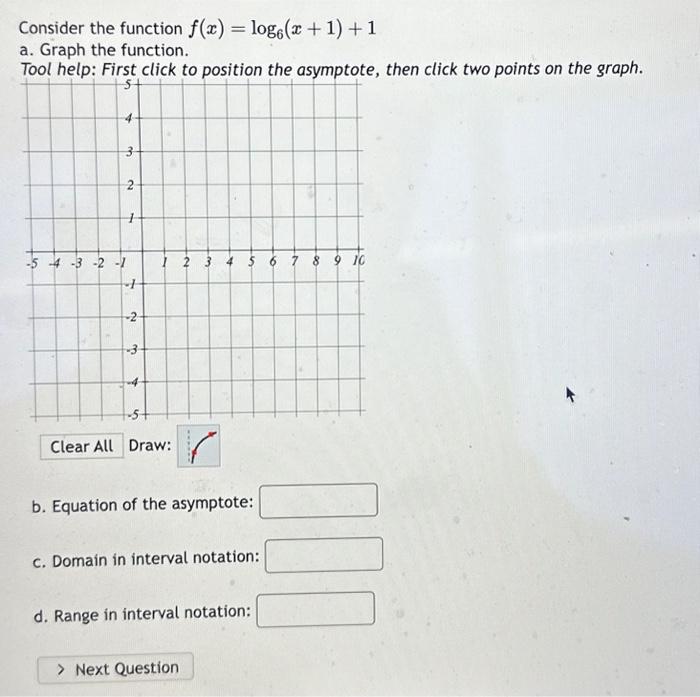 Solved Consider the function f(x)=log6(x+1)+1 a. Graph the | Chegg.com