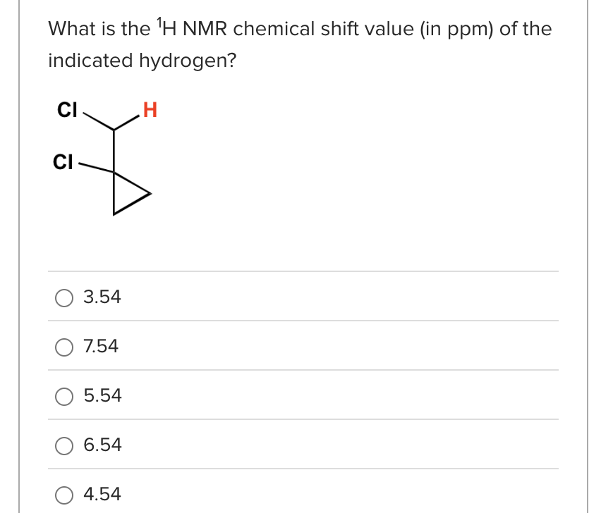 Solved What is the \( { }^{1} \mathrm{H} \) ﻿NMR chemical | Chegg.com