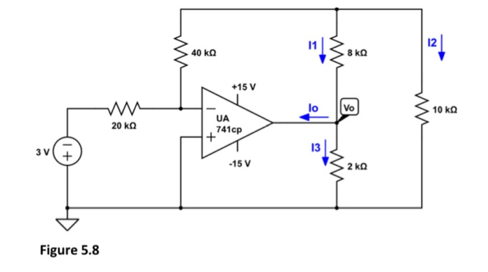 Solved 40 ΚΩ "ξεκο 15V Λ 10 ΚΩ 20 ΚΩ 741cp 3v -15 V Ω Figure | Chegg.com