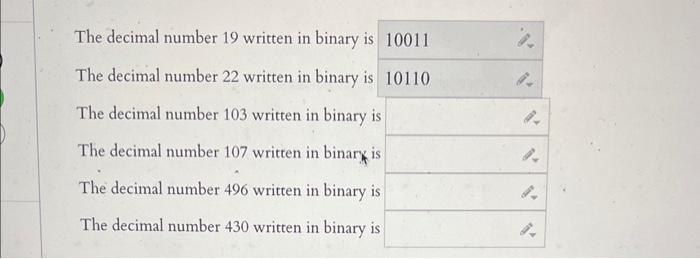 Solved The decimal number 19 written in binary is The | Chegg.com