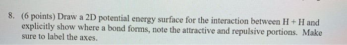 Solved 8. (6 points) Draw a 2D potential energy surface for | Chegg.com