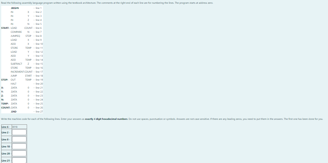 Solved Read the following assembly language program written | Chegg.com