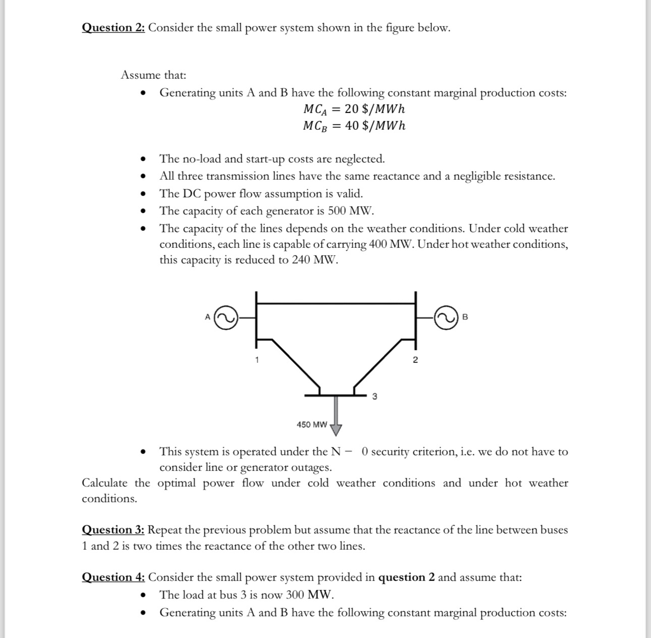 Solved Question 2: Consider the small power system shown in | Chegg.com