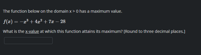 Solved The function below on the domain x>0 ﻿has a maximum | Chegg.com