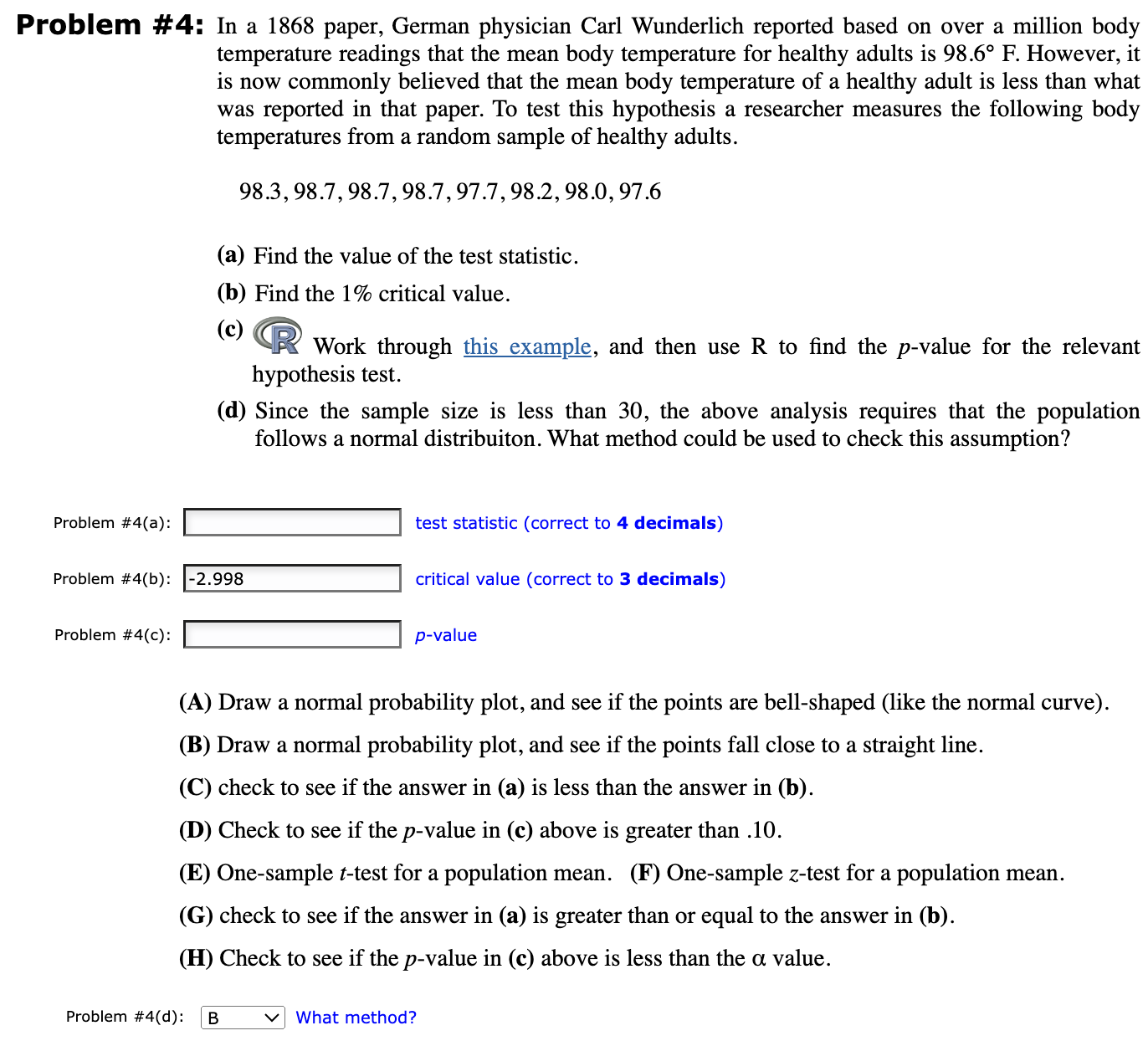 Solved (A) ﻿Draw a normal probability plot, and see if the | Chegg.com