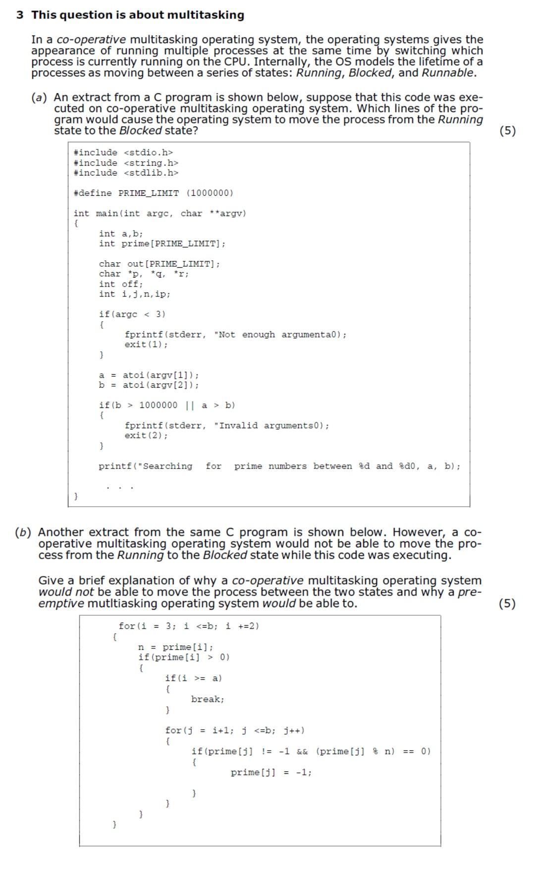 Solved 3 This question is about multitasking In a | Chegg.com