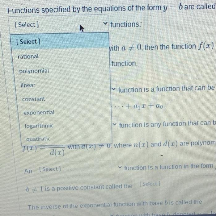 Solved The functions specified by the equations of the form | Chegg.com