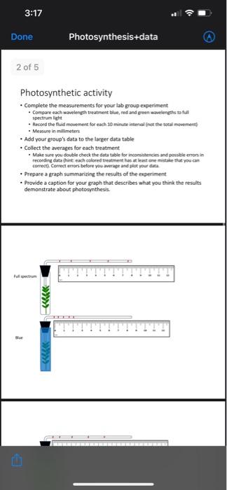 3:17 Done Photosynthesis+data 2 of 5 Photosynthetic | Chegg.com