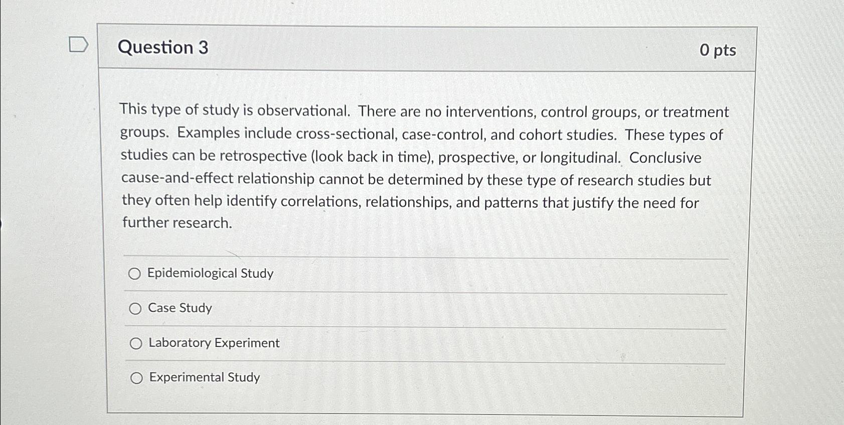 Solved Question 30 ﻿ptsThis type of study is observational. | Chegg.com
