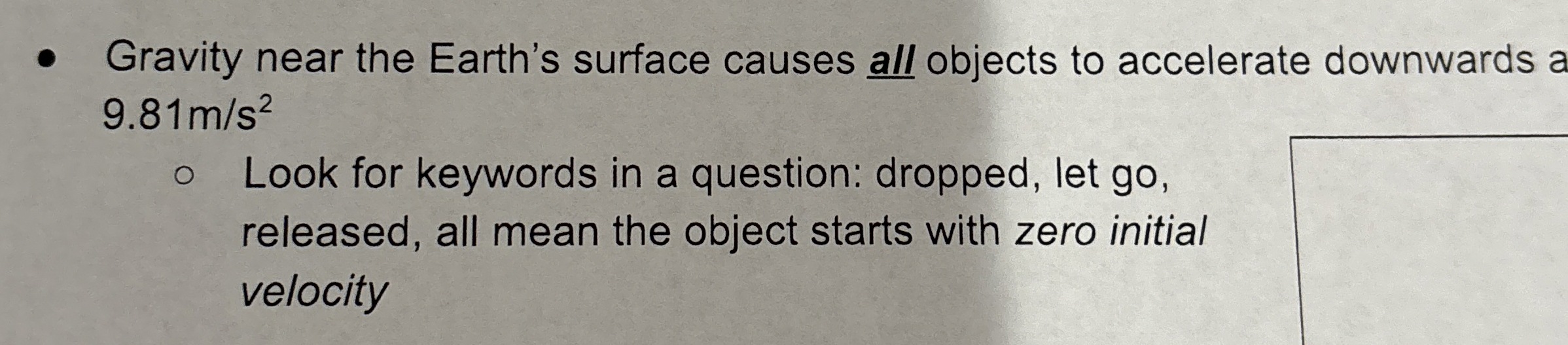 Solved Gravity near the Earth's surface causes all objects | Chegg.com