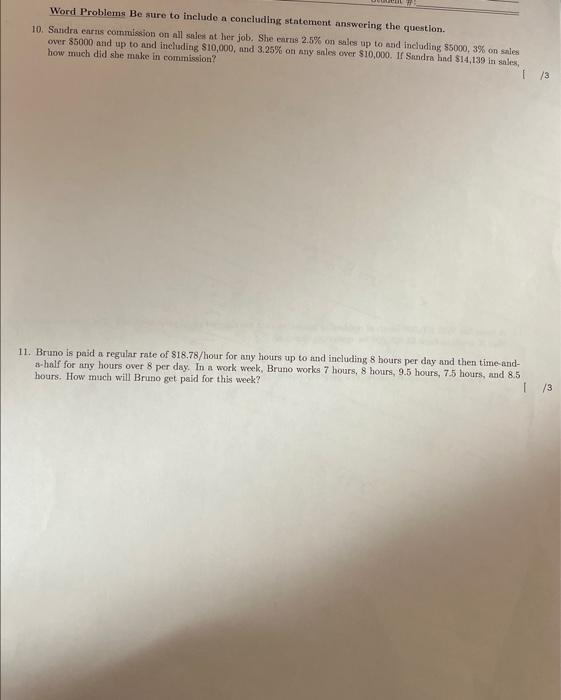 Solved Word Problems Be sure to include a concluding | Chegg.com