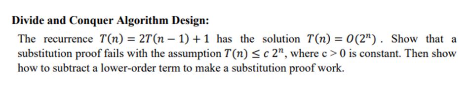 Divide And Conquer Algorithm Design The Recurrence